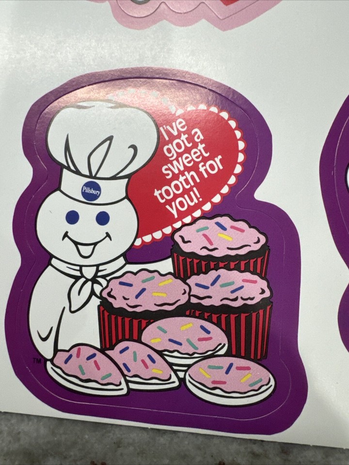 Vintage Pillsbury Doughboy Poppin'Fresh Valentine's Day Cards Sheet of ...