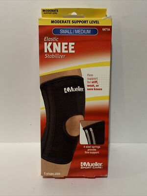 Mueller Elastic Knee Stabilizer Small/Medium Support - Black | eBay