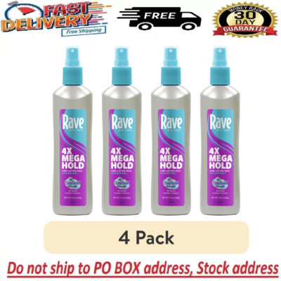Rave 4X Mega Hold Non-Aerosol Hair Spray, All-Weather Protection , Pack ...