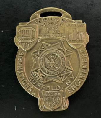 VFW Veteran Foreign Wars 1937 Watch Fob Pendant 38th National Buffalo ...