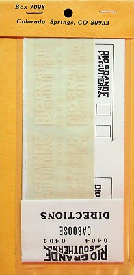 Railroad VINTAGE REPRODUCTIONS Dry Transfers RGS Caboose 0404 O Scale ...