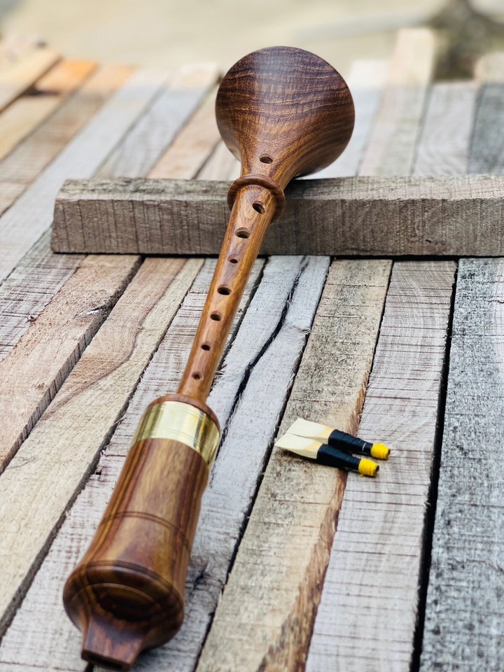 Rosewood RAUSCHPFEIFE Small Wooden Medieval Shawm Instrument with Two ...