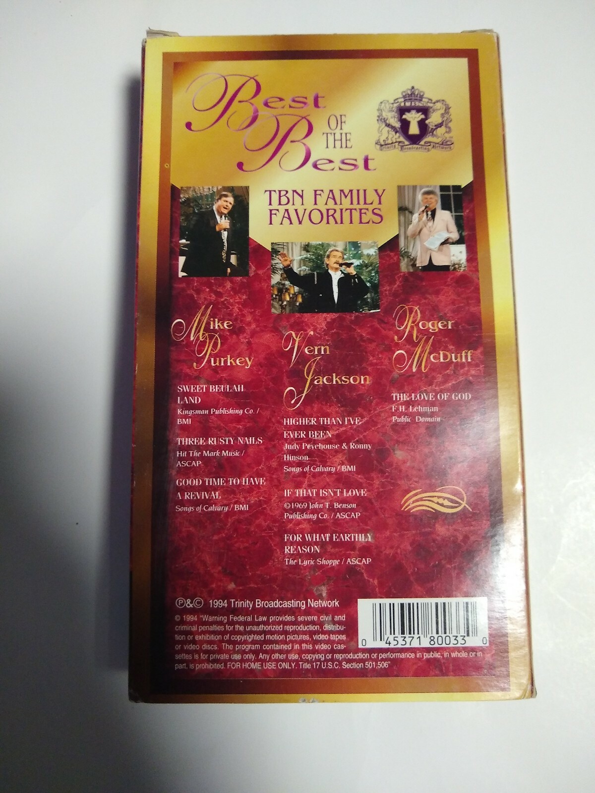 TBN Family Favorites - Best of the Best (1994, VHS) Mike Purkey, Roger ...