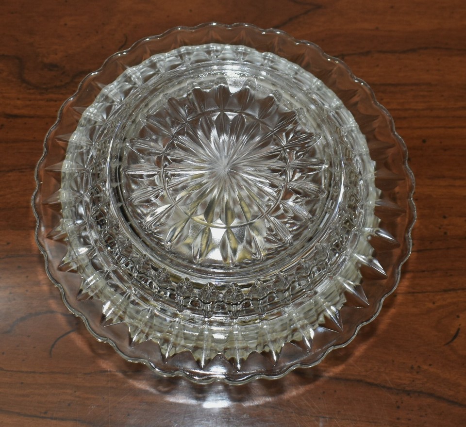 Vintage Hand Cut English Lead Crystal Covered Candy Butter Dish Brama ...