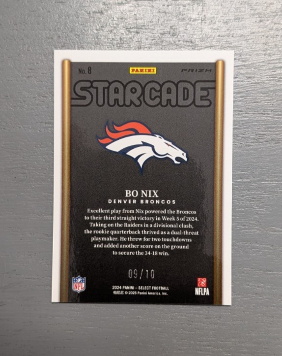 2024 Panini Select Bo Nix Gold Mojo Starcade RC Rookie 9/10 Broncos ...