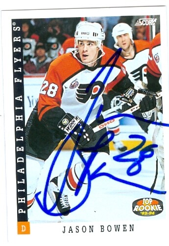 Jason Bowen autographed Hockey Card (Philadelphia Flyers) 1993 Score ...