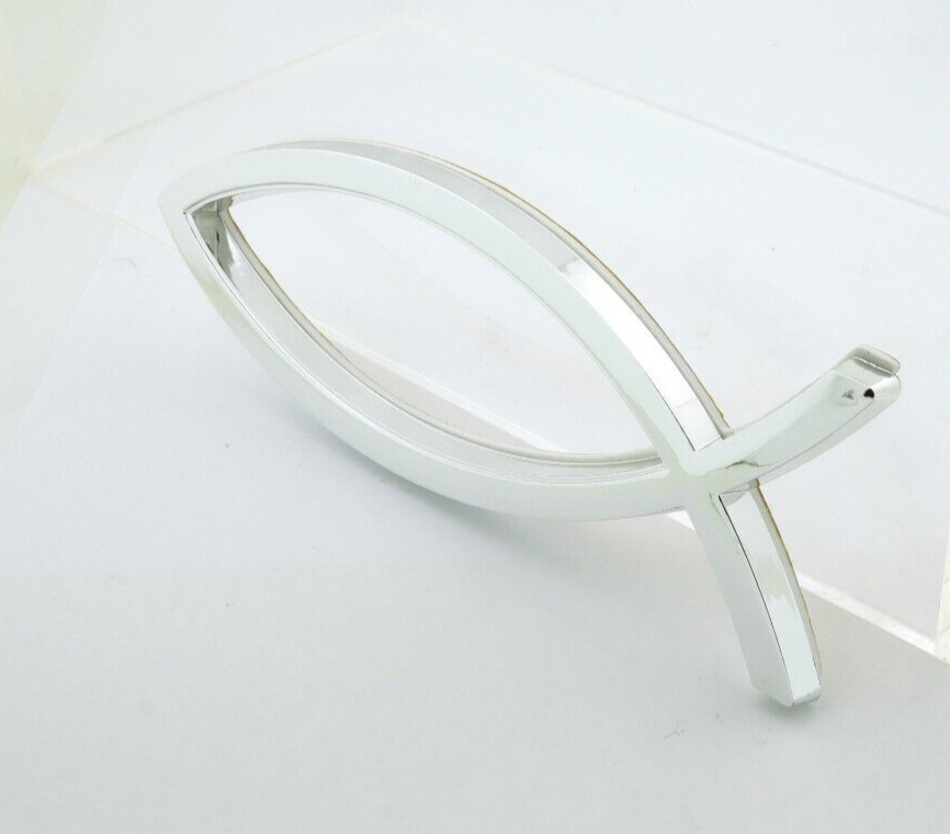 Christian Car Sticker Chrome Ichthus Car Decal - Silver Jesus Fish ...