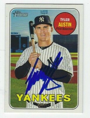 Tyler Austin Autographed 2018 Topps Heritage Signed Baseball Card #696 ...