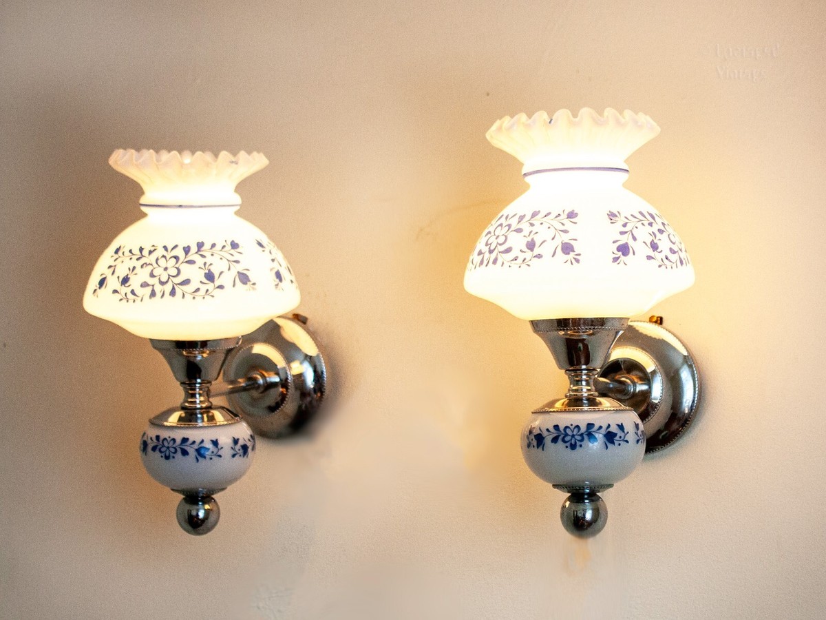 Blue White Glass Sconce Dimmable Cluster Glass Globe Blue Bubble