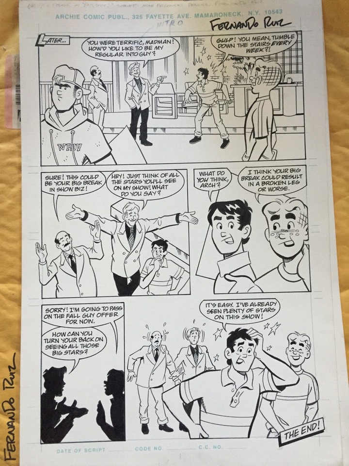 Original 5 Page Fernando Ruiz Archie Comic Pen Ink Cartoon Drawing ...