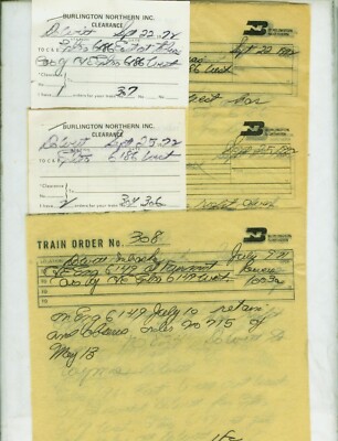 BURLINGTON NORTHERN RAILROAD TRAIN ORDERS (18) DeWITT, NEBRASKA 1971 ...