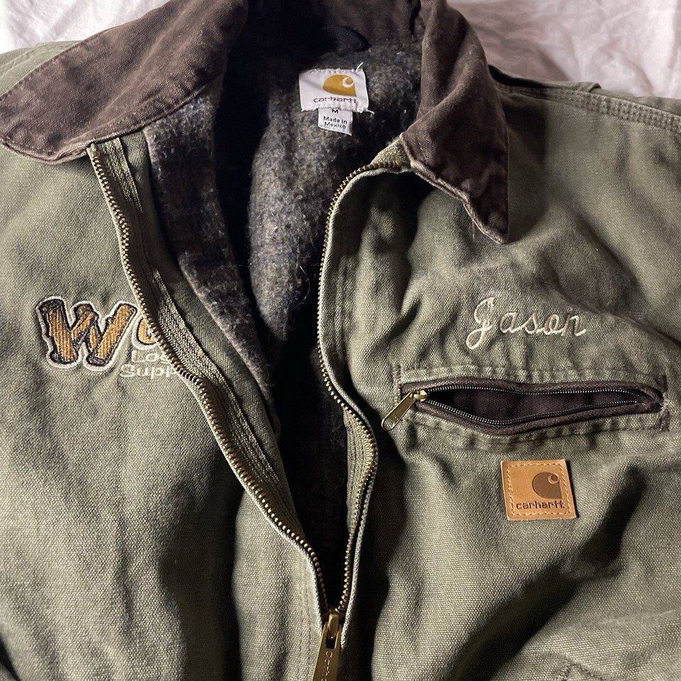 Vintage Carhartt Detroit Jacket J97 Green Olive Moss Workwear Medium | eBay
