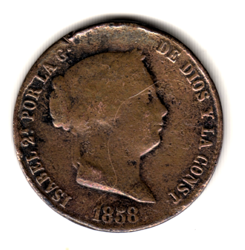 ESPAÑA 25 centimos de real 1858 Segovia UN CUARTILLO - Reina Isabel II ...