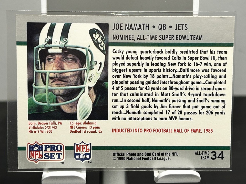 1990-91 Pro Set Super Bowl XXV Silver Anniversary Commemorative #34 Joe ...