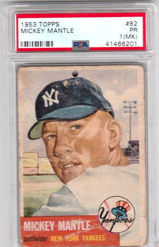 1953 Topps # 82 Mickey Mantle PSA 1 MK New York Yankees HOF | eBay