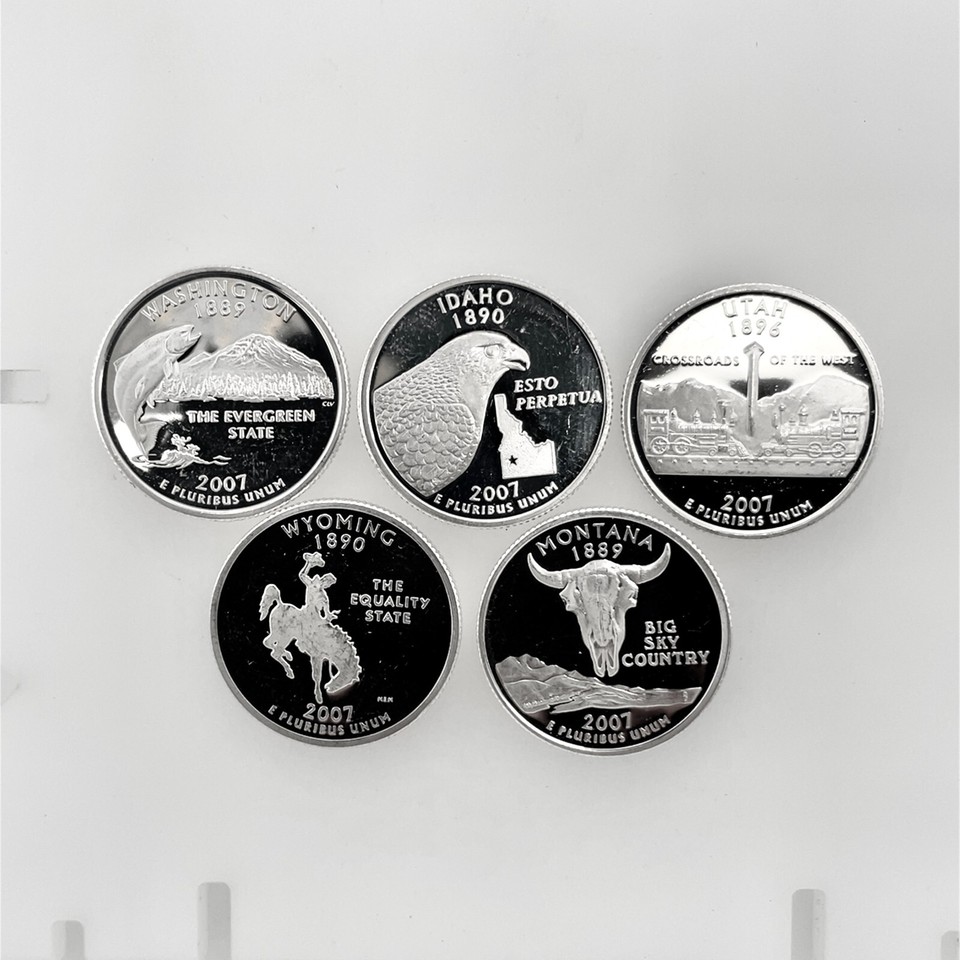 2007 S 5 Coin Year Set 50 States US Quarter 25c Gem Deep Cameo Proof 90 ...