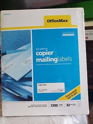 OfficeMax Laser Mailing Labels White 1" x 2 5/8" Self Adhesive, 3000 ...
