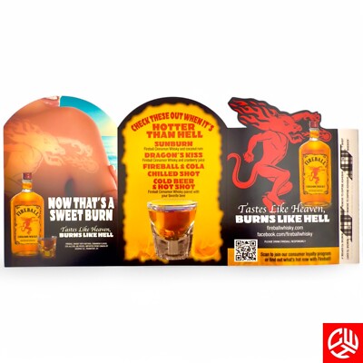 Lot of 20 Fireball Whisky Bar Promo Table Tents 12"x7" Tri-Fold ...