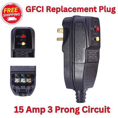 Replacement GFCI Plug For Pool Pump 15Amp 3 Prong Circuit Breaker ...