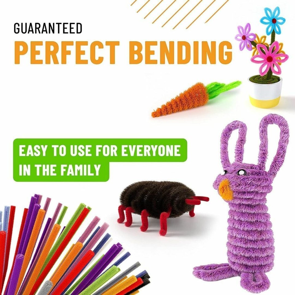 30cm Chenille Craft Stems Pipe Cleaners Arts Crafts Flexible Bendy ...
