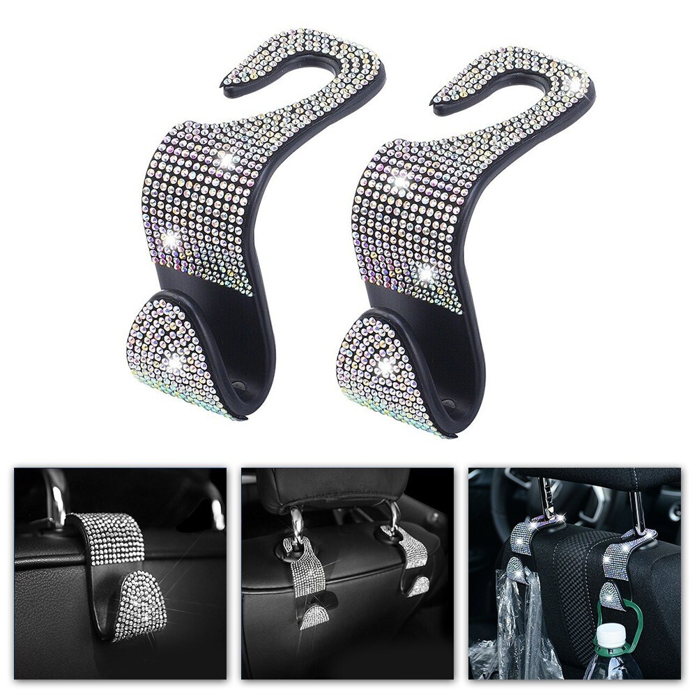 Organize Your Car with Stylish Car Headrest Hooks Bling Rhinestone ...
