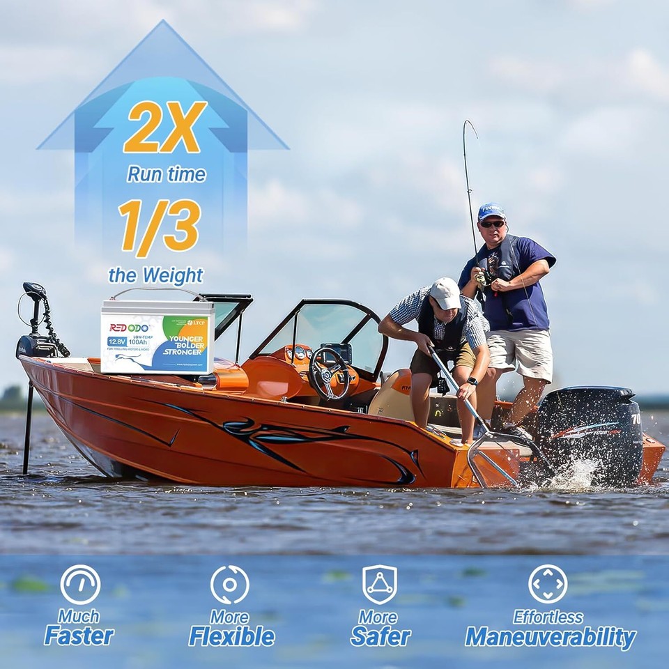 1/2/3/4 Pack 12V 100Ah LiFePO4 Battery Low Temp Cut-off for Trolling ...