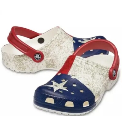Crocs Classic TEXAS FLAG Unisex CLOGS Size Men 4 Women 6 Red White And ...