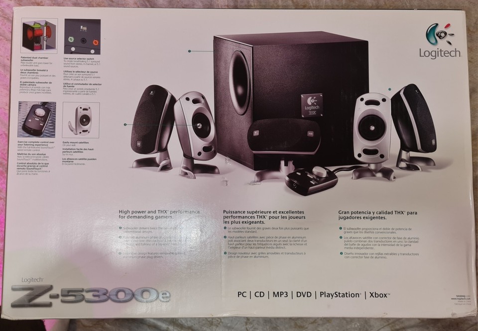 Logitech Z-5300e 5.1 THX Surround Computer Speakers Subwoofer COMPLETE ...