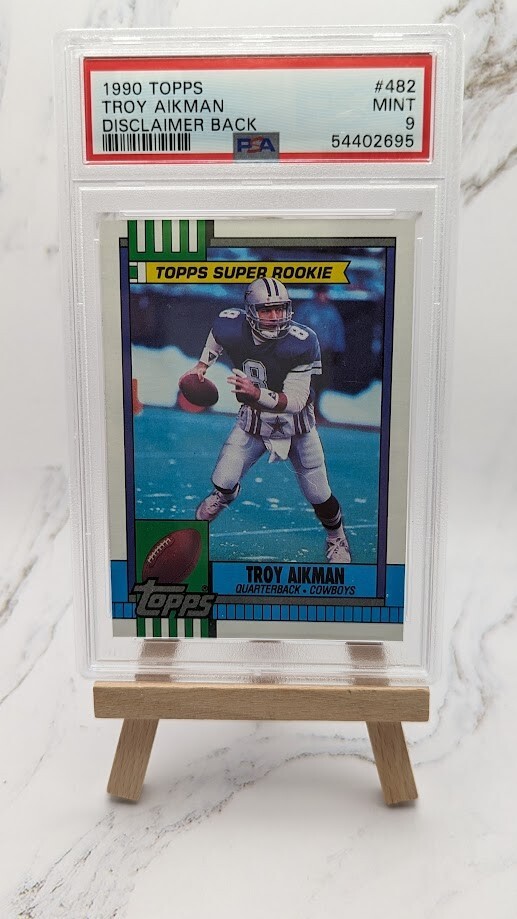 Troy Aikman Rookie PSA 9 1990 Topps Disclaimer Cowboys #482 Super ...