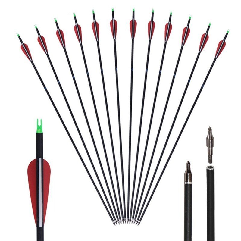 12/24Pcs 28/30/32 Inch Carbon Arrows OD 7.8mm Archery For Compound ...