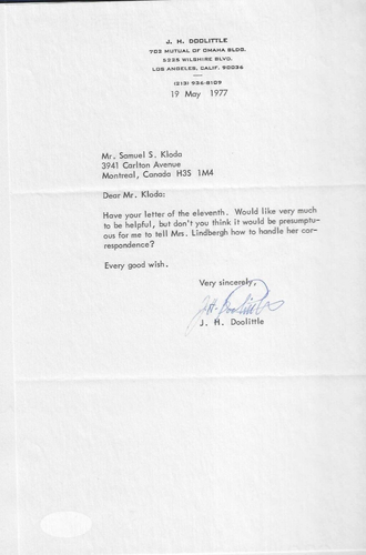 James Jimmy Doolittle Autographed Letter USA General Aviation Hero JSA ...