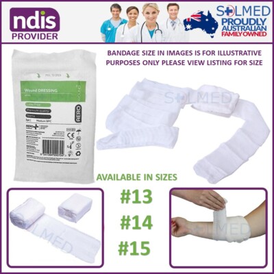 (No 13) X 2 STERILE WOUND DRESSING COMPRESS PAD WITH BANDAGE 8CM X 10CM ...