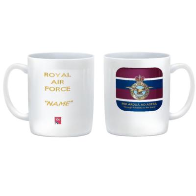 ROYAL AIR FORCE CUSTOMISED Ceramic Mug with RAF badge on Tie Colours ...
