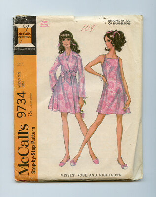 1960s Uncut McCall's 9734 Slip Nightgown And Robe Size 12 Bust 34 ...
