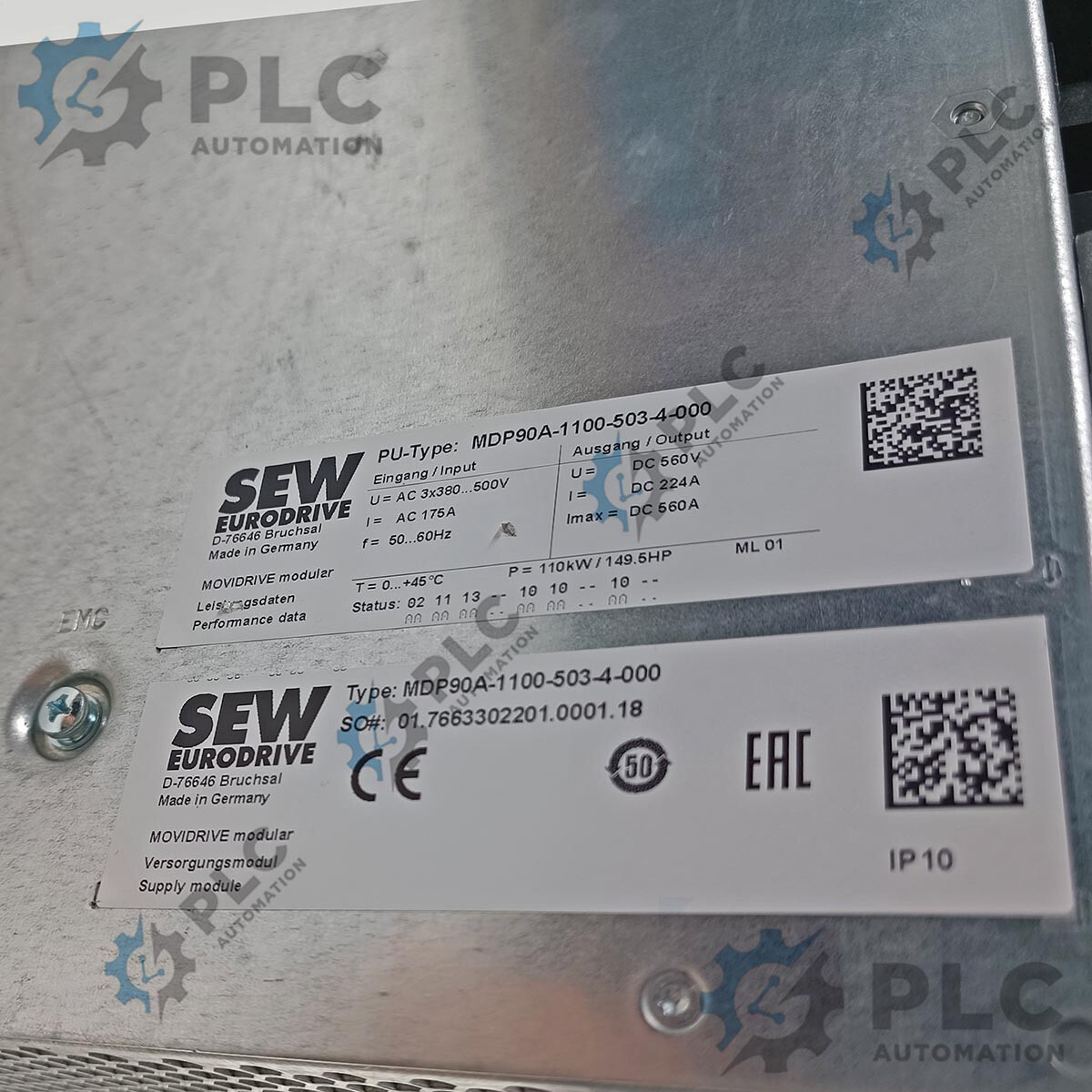 SEW EURODRIVE MOVIDRIVE modular Power module, 110kW; MDP90A-1100-503-4 ...