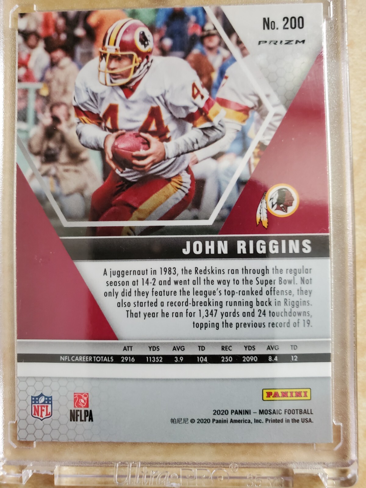 2020 MOSIAC FOOTBALL PEACOCK JOHN RIGGINS [RARE CARD] | eBay