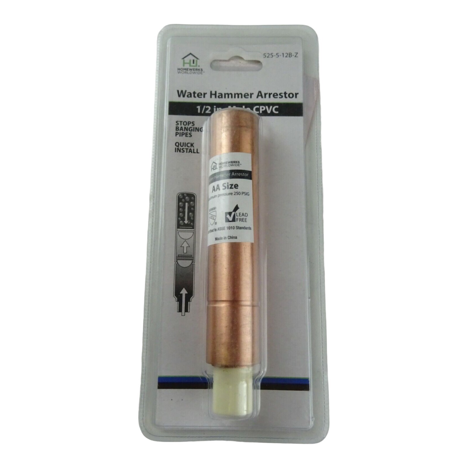 Homewerks Worldwide 525-5-12B-Z Water Hammer Arrestor 1/2" Male CPVC ...