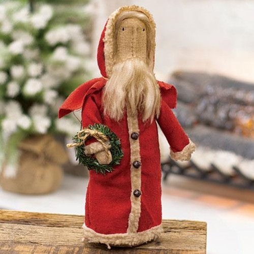NEW PRIMITIVE SANTA DOLL SITTER FIGURE Vintage Look Father Christmas 12 ...