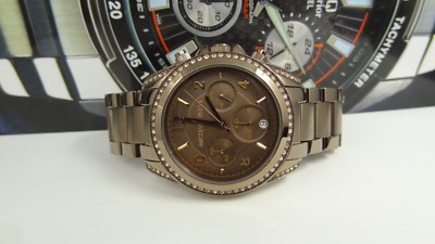 Michael Kors MK-5493 Brown Tone Crystal Accented Date Indicator Woman's ...