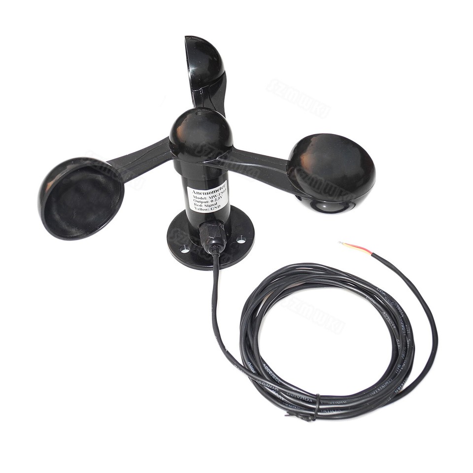 Wind Speed Sensor 3 Cups Anemometer Voltage Signal Output 0-5V W/ 3M ...