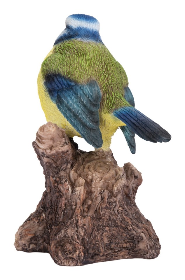 Motion Activated Bird on Stump Cardinal Blue Jay Tit Home Tabletop ...