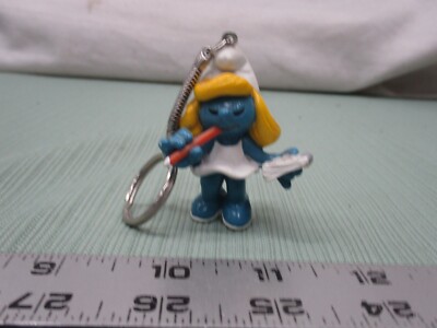Smurf PVC toy figurine key Chain Smurfette writing diary School Notepad ...