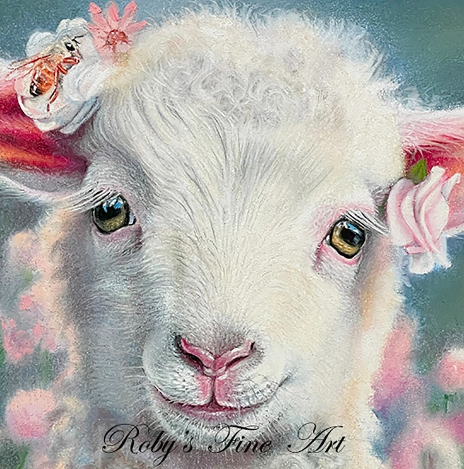 Lamb and Bee Art Print "Bee In Her Bonnet" 8x10 Giclee by Roby Baer PSA ...