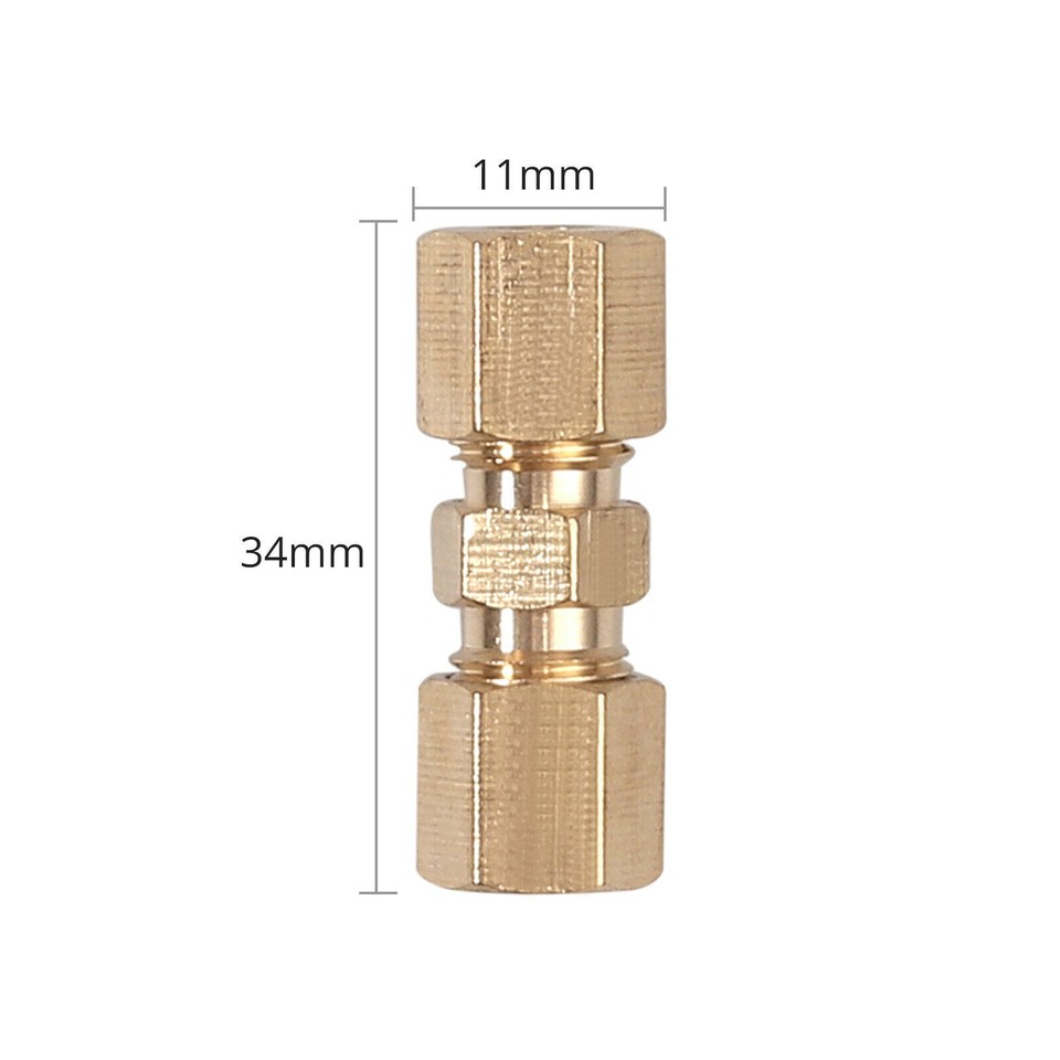 10Pcs Brass Line Compression Fitting Connector 3/16" OD Hydraulic Brake ...