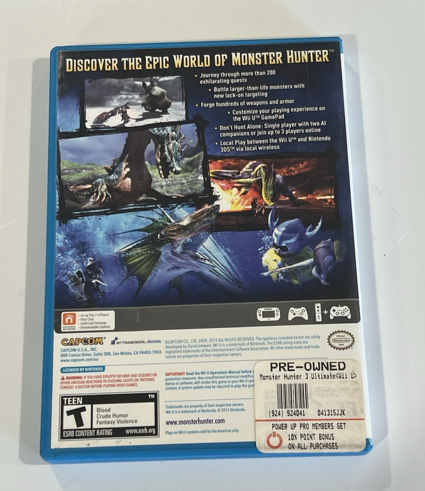 Monster Hunter 3 Tri Nintendo Wii Box and Instruction Booklet Only. No ...