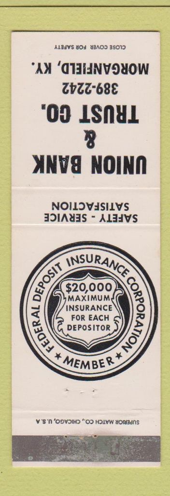 Matchbook Cover - Union Bank and Trust Morganfield KY | eBay