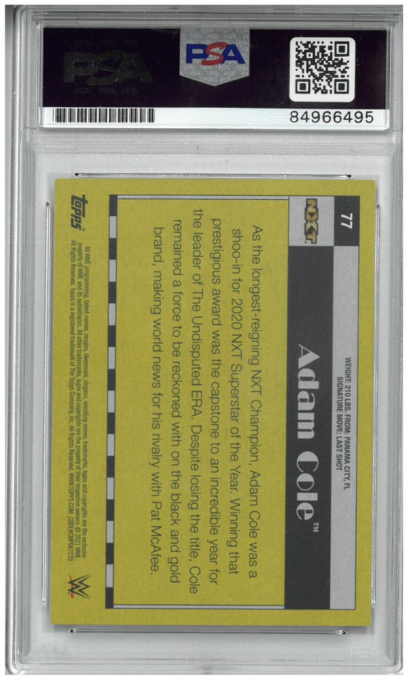 ADAM COLE SIGNED AUTOGRAPH SLABBED WWE 2021 TOPPS HERITAGE CARD PSA DNA ...