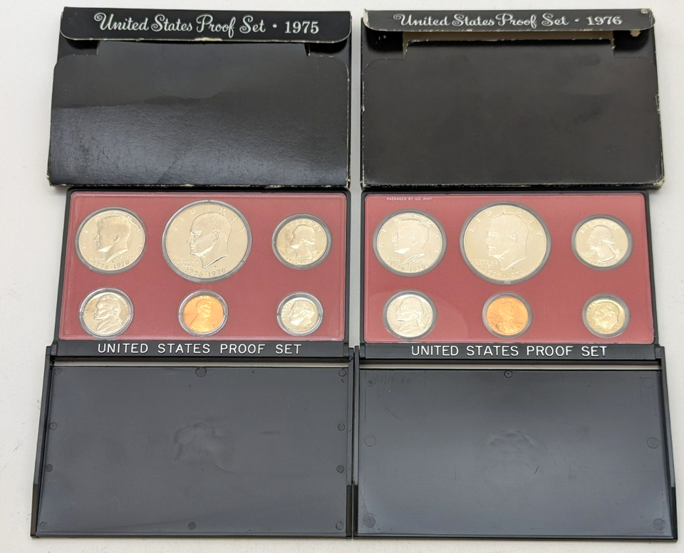 Lot of 5 US Proof Set Coins 1975 1976 & 1980-1982 Orig. Box Great 4 ...