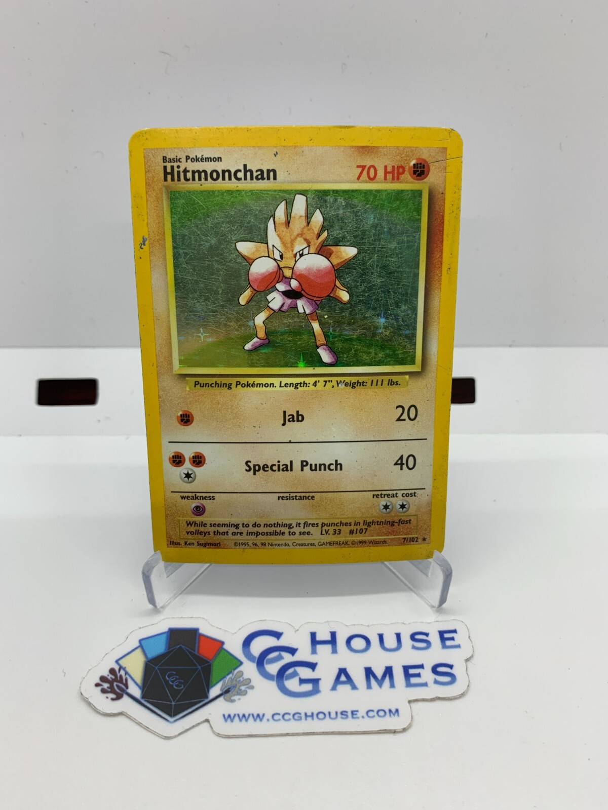 Pokemon TCG - Hitmonchan 7/102 Base Set Unlimited Holo Foil #A ...
