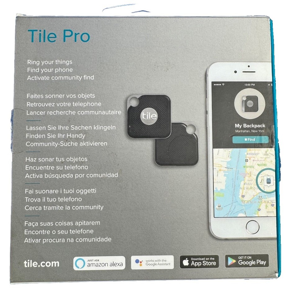 Tile Pro 2-Pack (Black) T6001B Bluetooth Tracker, New Open Box ...